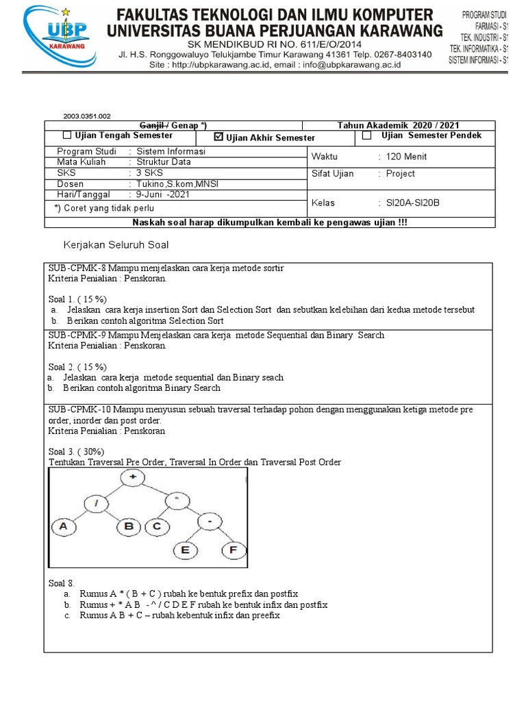 UAS Struktur Data SI 2020/2021 | PDF