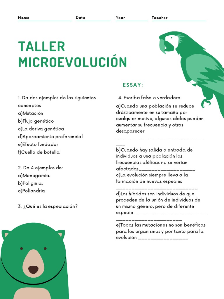 Microevolución: Ejemplos y conceptos clave | PDF