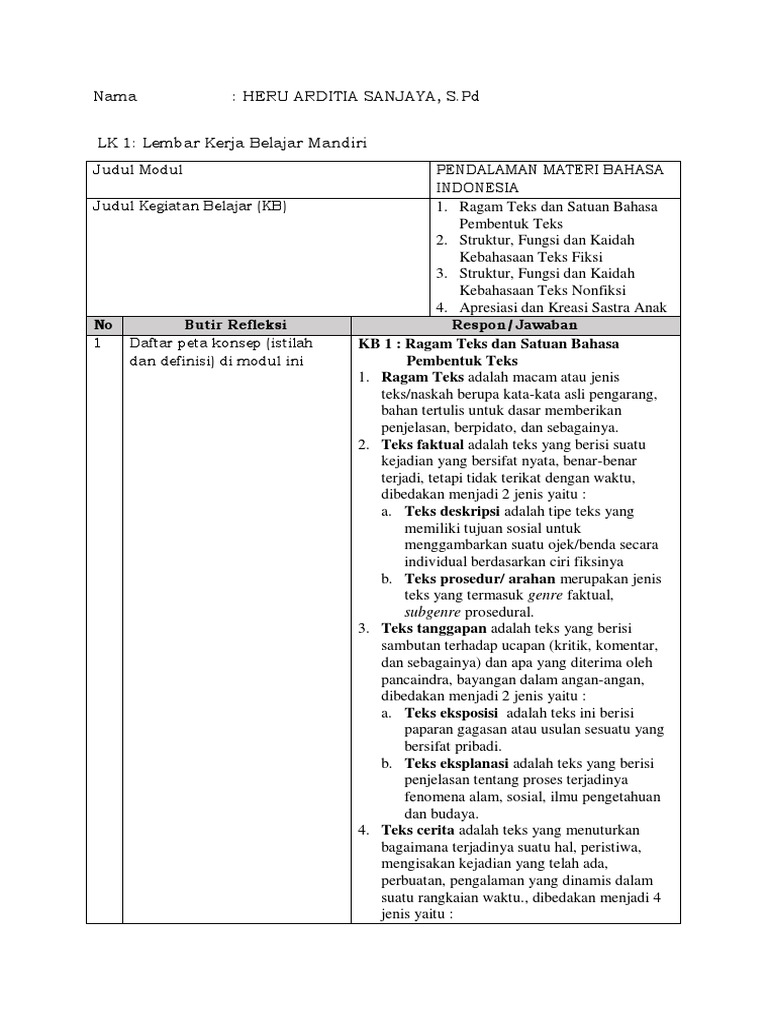 LK 1.1 Modul 1 B.indonesia Heru | PDF