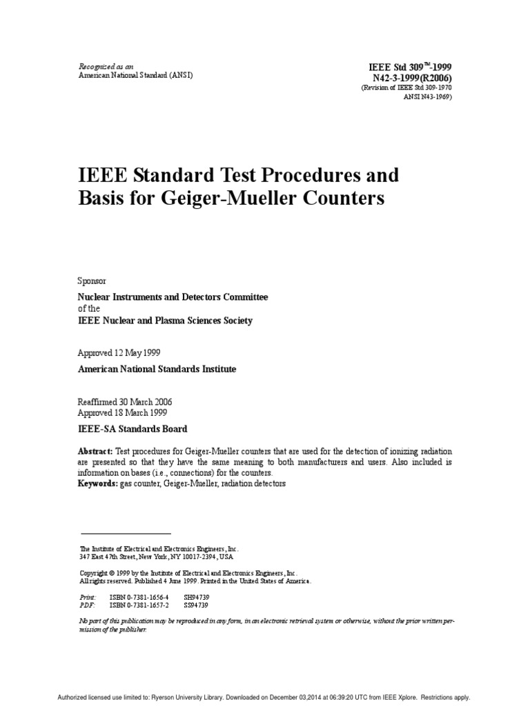 Ieee Standard Test Procedures and Bases For Geigermueller Counter | PDF ...