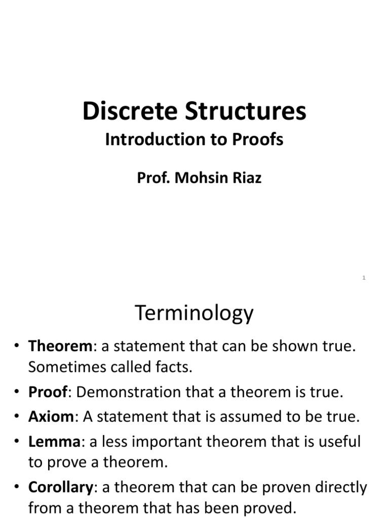 Discrete Structures: Introduction To Proofs | PDF | Mathematical Proof ...