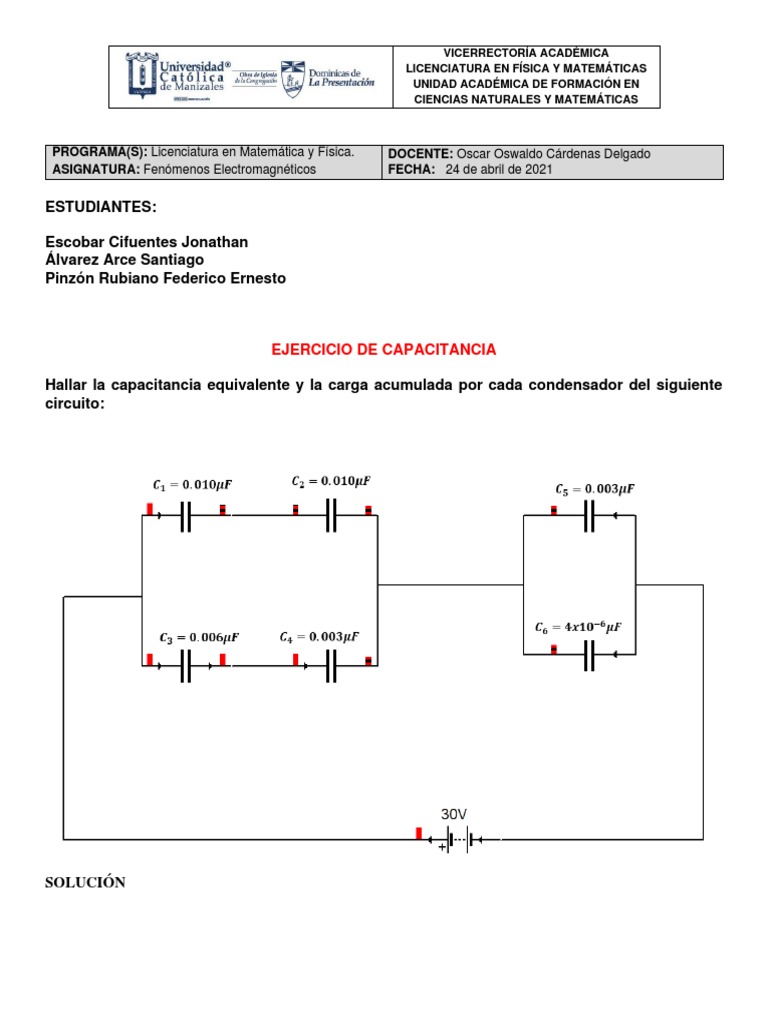 Ejercicio de Capacitancia 24-04-2021 | PDF | Capacidad | Metrología