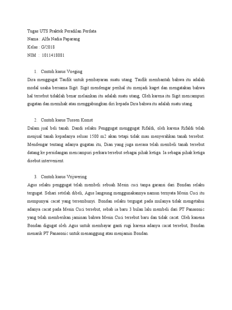 Uts Perdata Alfa Nadia Paparang | PDF | Hukum