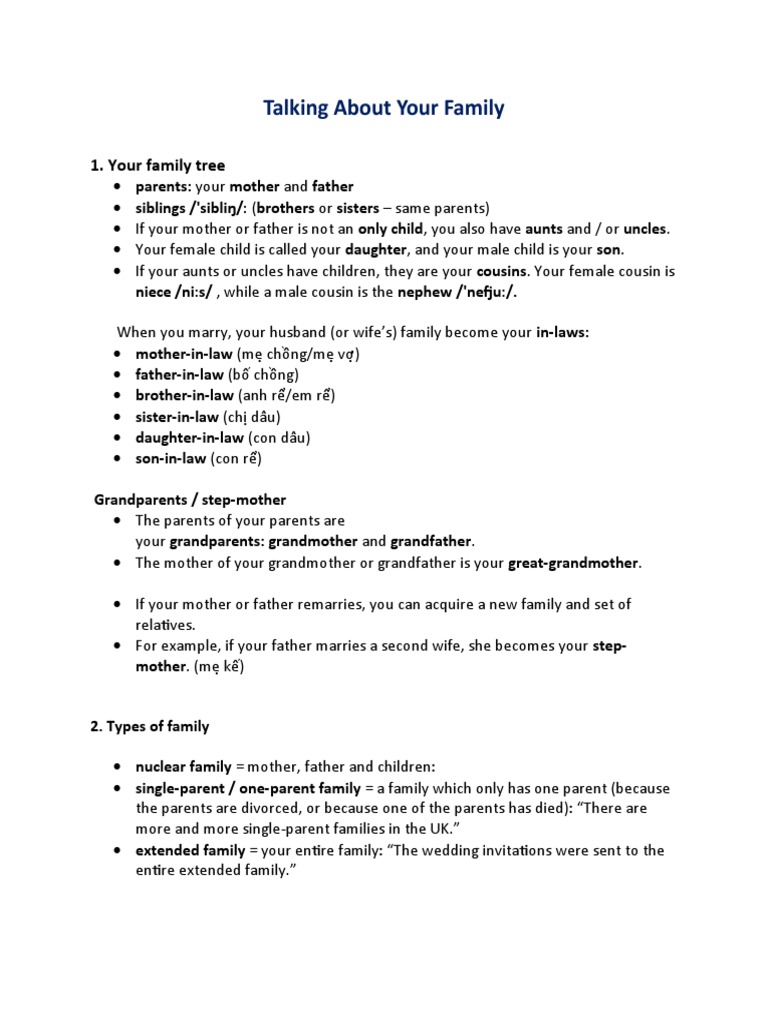 L - 9.2 - Talking About Your Family | PDF | Family | Kinship And Descent