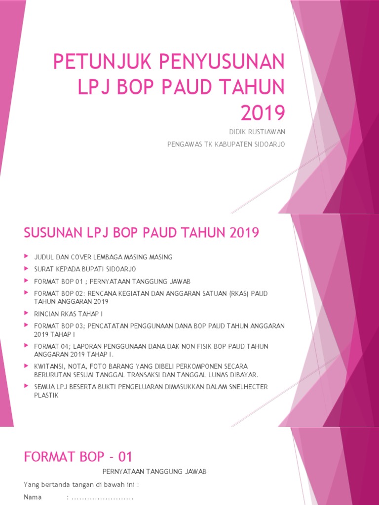 Petunjuk Penyusunan LPJ Bop Paud Tahun 2019 | PDF