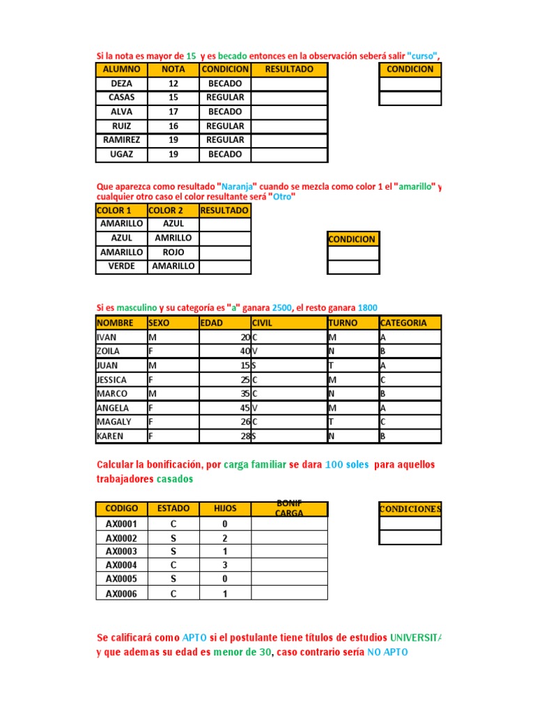 Practica 2 Funcion Si y | PDF | Gráficos de computadora | Color