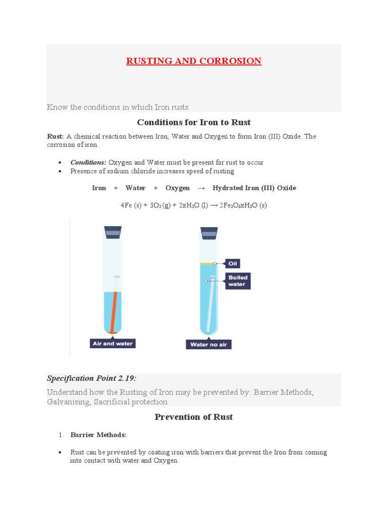 Rusting and Corrosion: Conditions For Iron To Rust | PDF | Rust | Corrosion