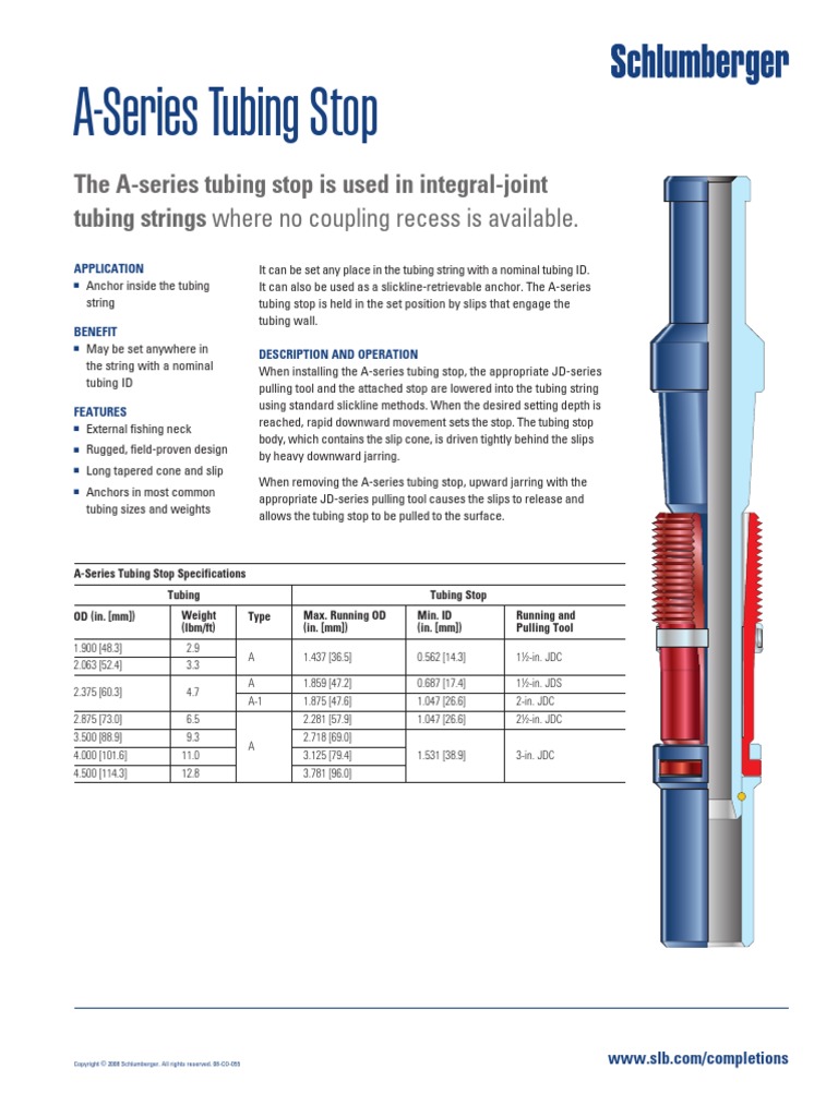 A Series Tubing Stop | PDF | Pipe (Fluid Conveyance) | Equipment