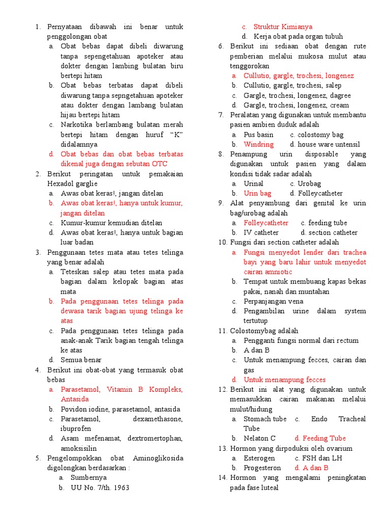 Soal Ujian Spesialite Dan Alkes Bu Dewa Ayu 2018 | PDF