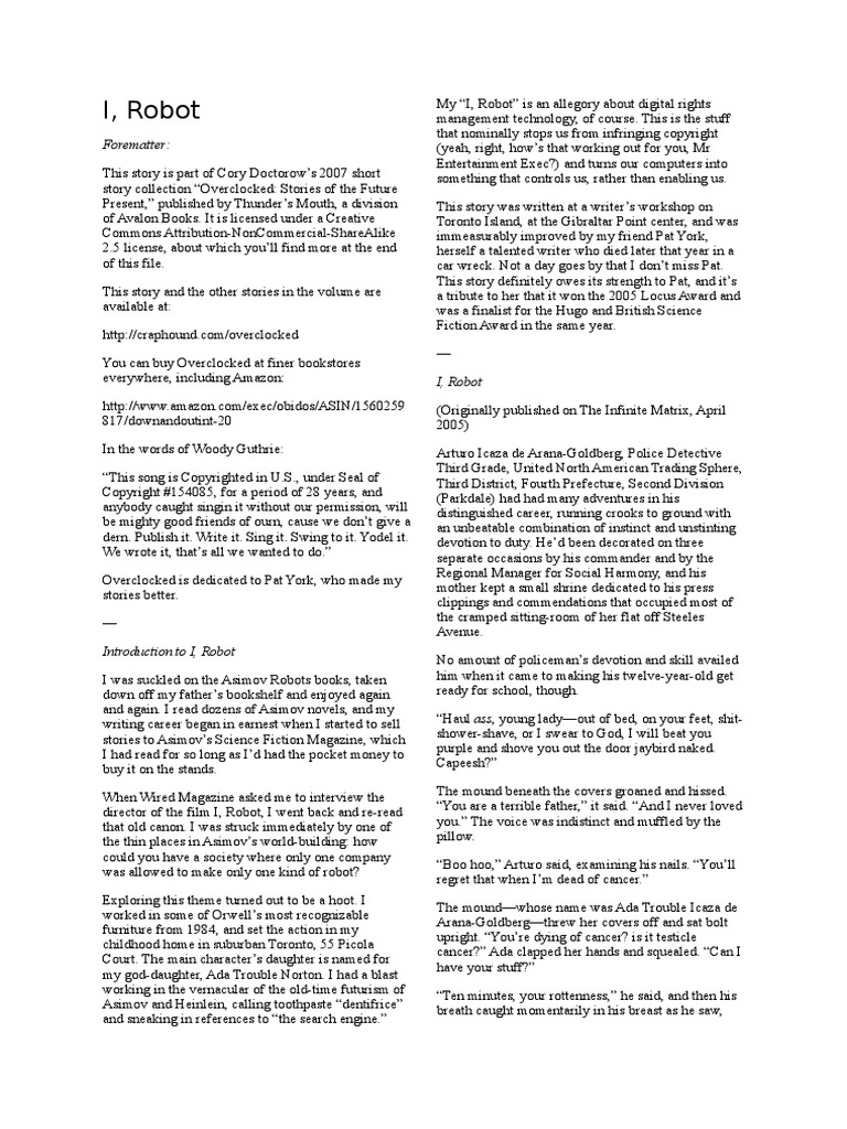 Cory Doctorow - Overclocked - I Robot-A4 | PDF | Young Adult