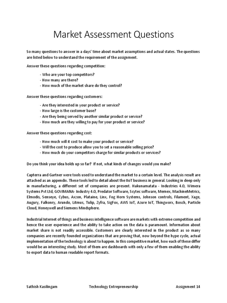 Market Assessment Questions With Appendix-Compressed | PDF | Pricing ...
