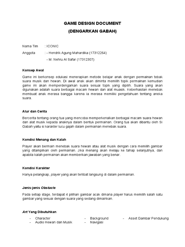 Game Design Document | PDF Game Design Document | PDF