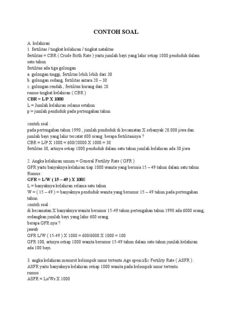 Cara Menghitung CBR, GFR, Asfr | PDF