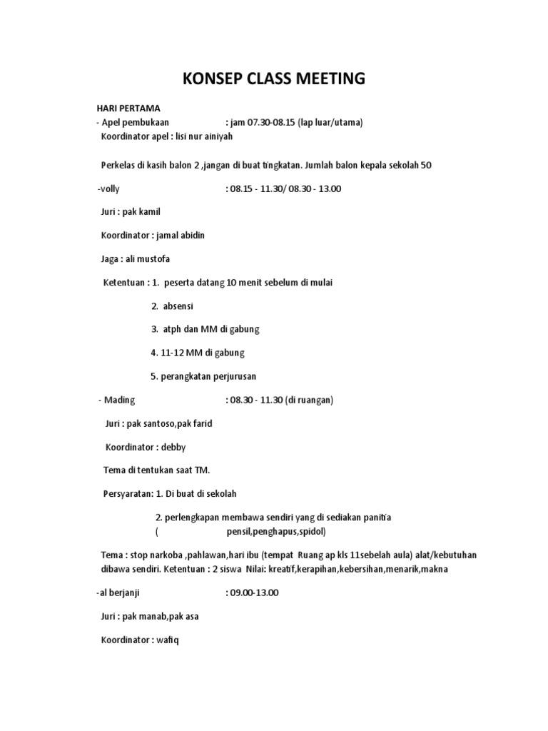 Rencana Acara Class Meeting Sekolah | PDF