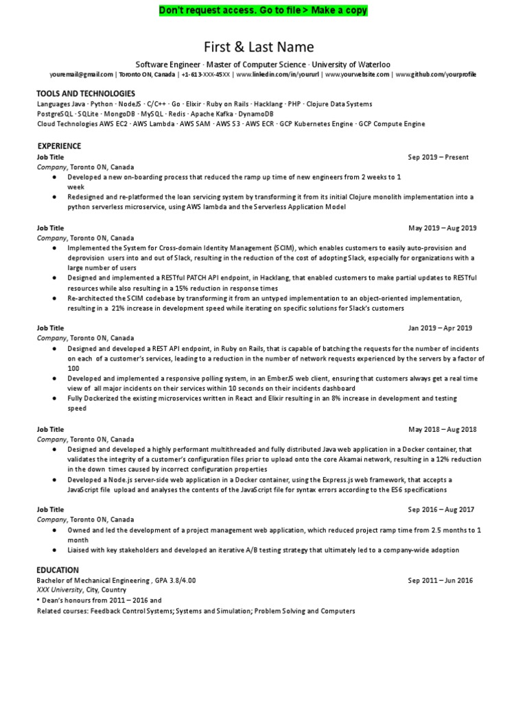 Technical Resume Template | PDF | Web Application | Software Architecture
