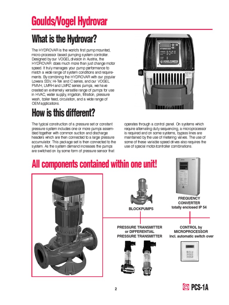 Goulds/Vogel Hydrovar - World's First Pump-Mounted Variable Speed ...
