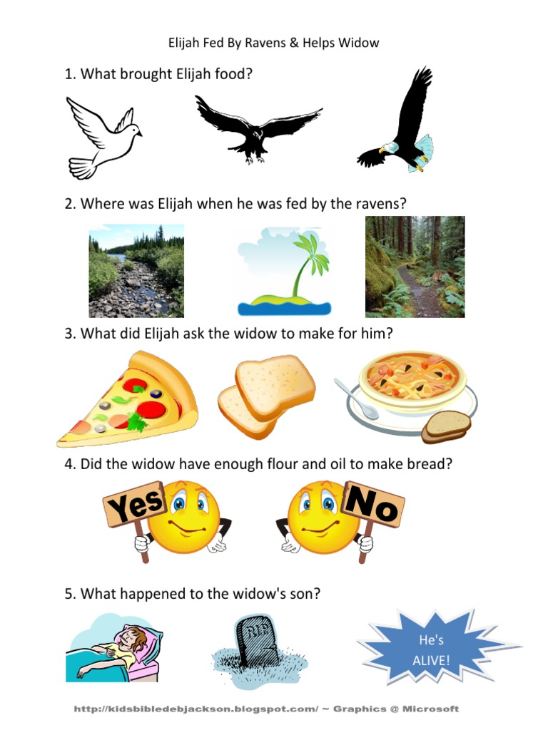 Elijah Fed by Ravens Worksheet | PDF