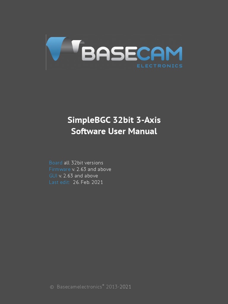Simplebgc 32bit 3-Axis Software User Manual: Board Firmware Gui Last Edit | PDF | Electric Motor ...