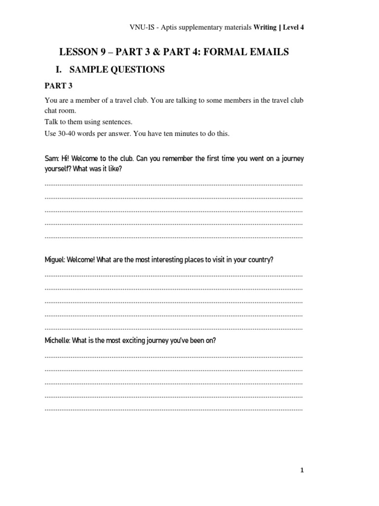 Formal Email Writing Guide for Aptis Level 4 | PDF | Sentence ...