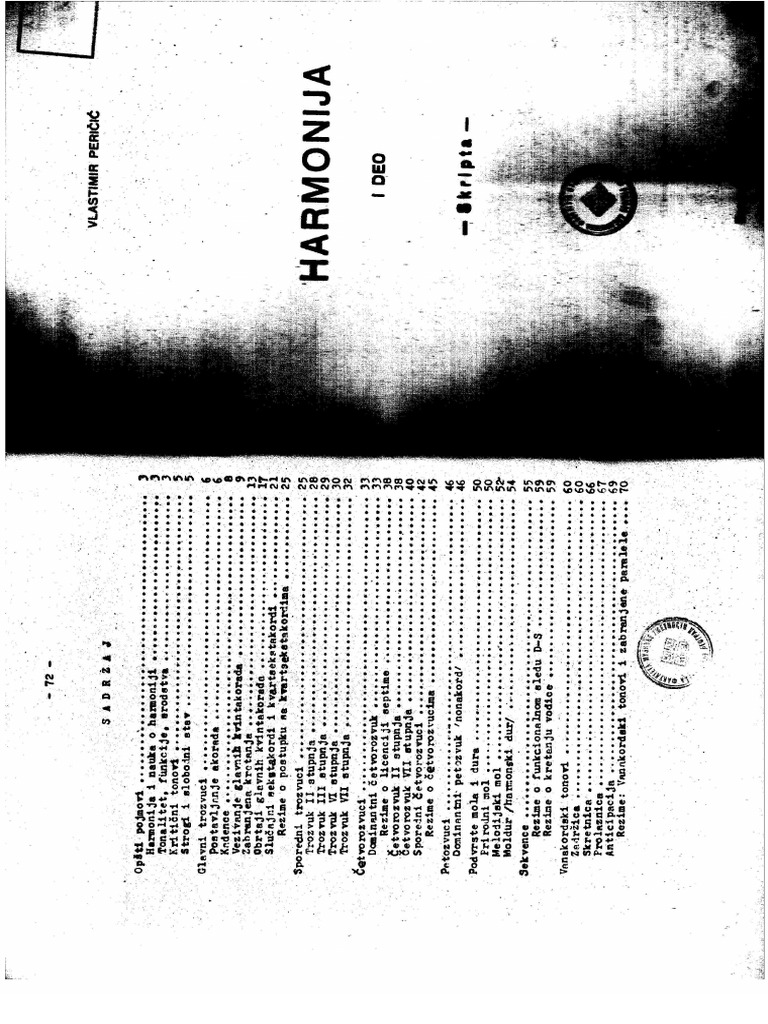 Harmonija I I II Vlasta Pericic Skripte | PDF