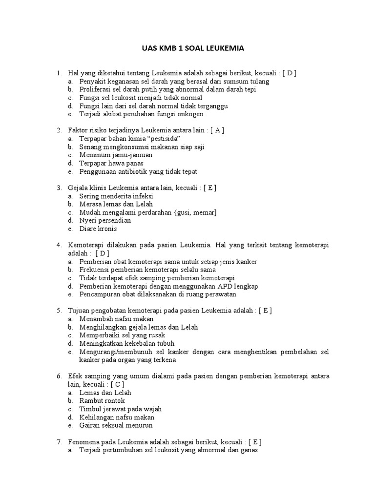 Soal Leukemia | PDF