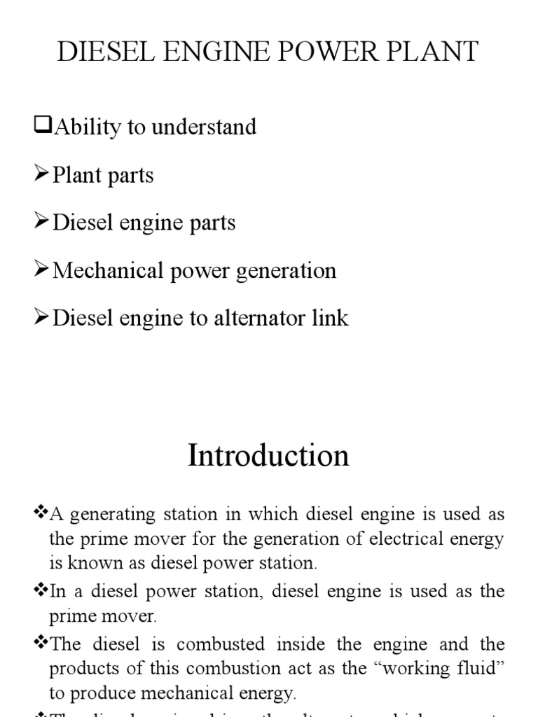 Diesel Power Plant Overview and Benefits | PDF | Internal Combustion ...