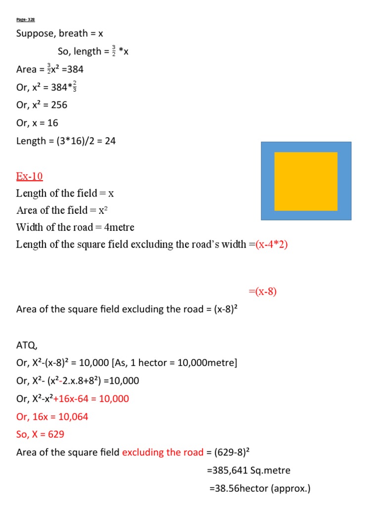 Suppose, Breath X So, Length X Area X 384 Or, X 384 Or, X 256 Or, X 16 ...