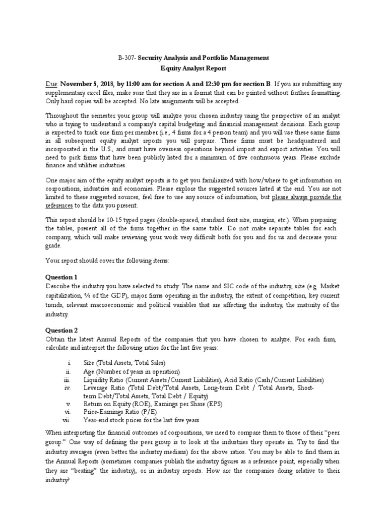 Equity Analyst Report | PDF | Financial Analyst | Price–Earnings Ratio