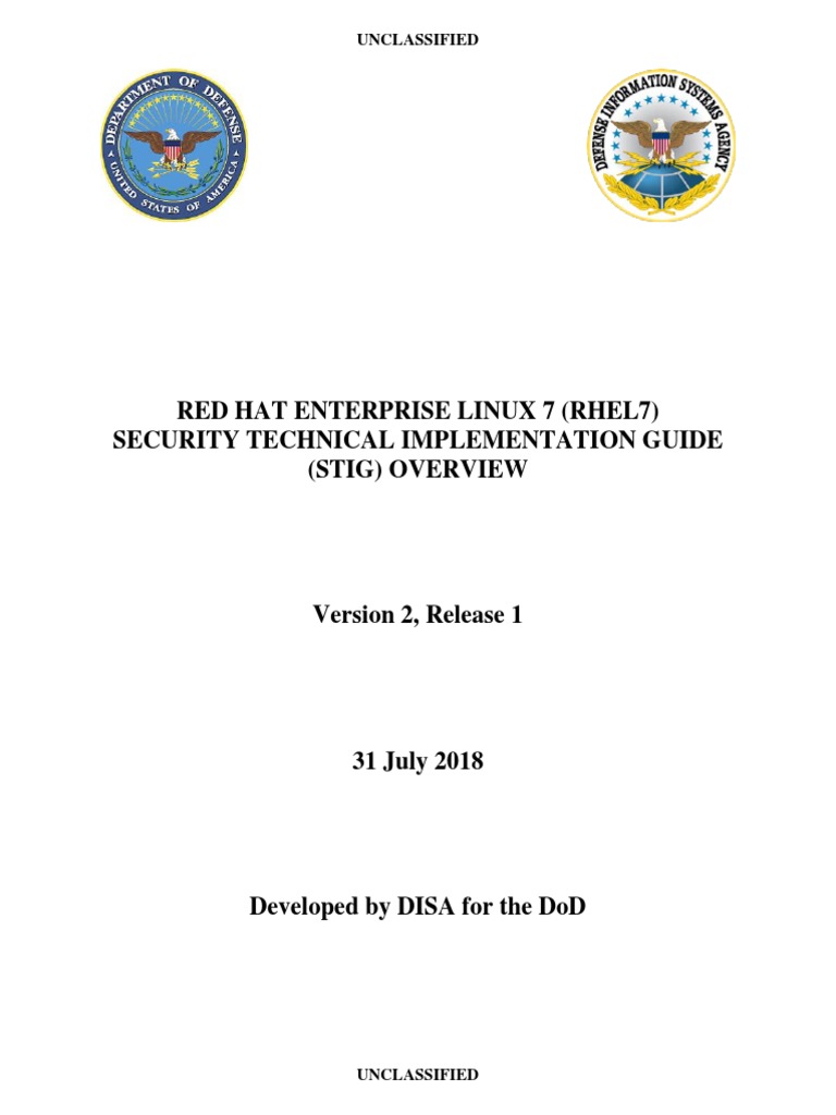 Red Hat Enterprise Linux 7 (Rhel7) Security Technical Implementation Guide (Stig) Overview | PDF ...
