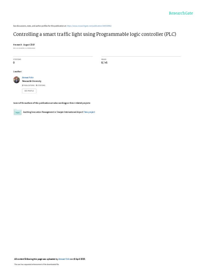 Controlling A Smart Traffic Light Using Programmable Logic Controller ...
