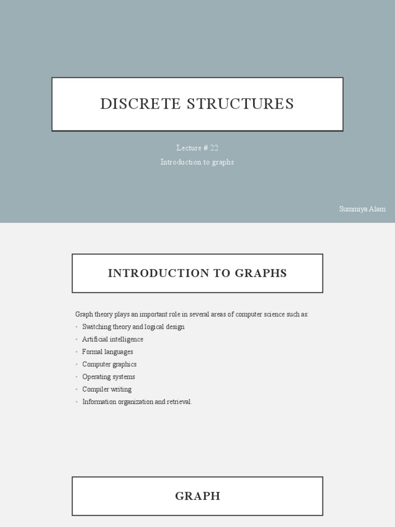 DS Lecture 22 (Intro To Graphs) | PDF | Vertex (Graph Theory) | Visual Cortex