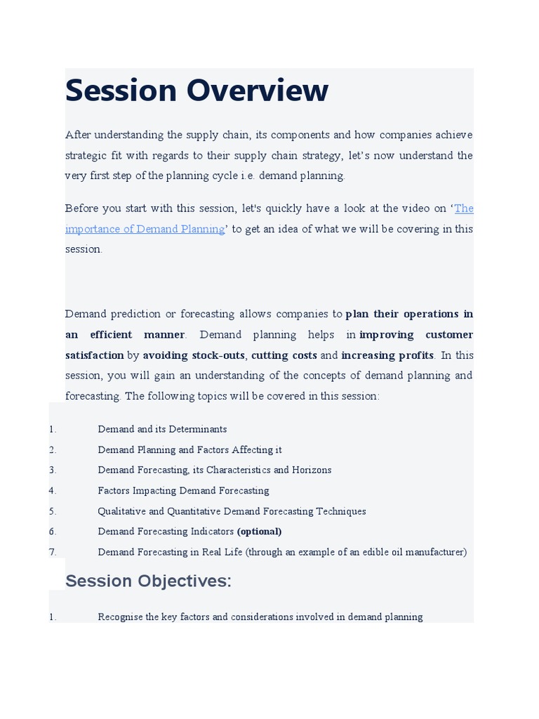 Demand Planning and Forecasting Overview | PDF | Forecasting | Time Series