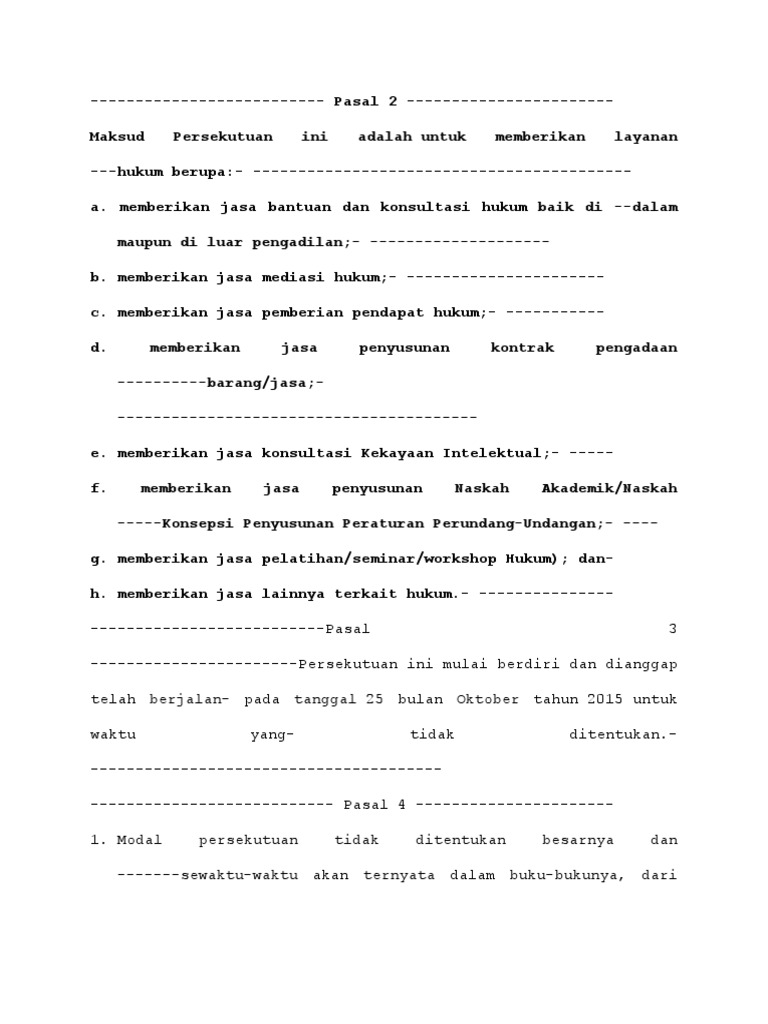 Contoh ADART Persekutuan Hukum | PDF