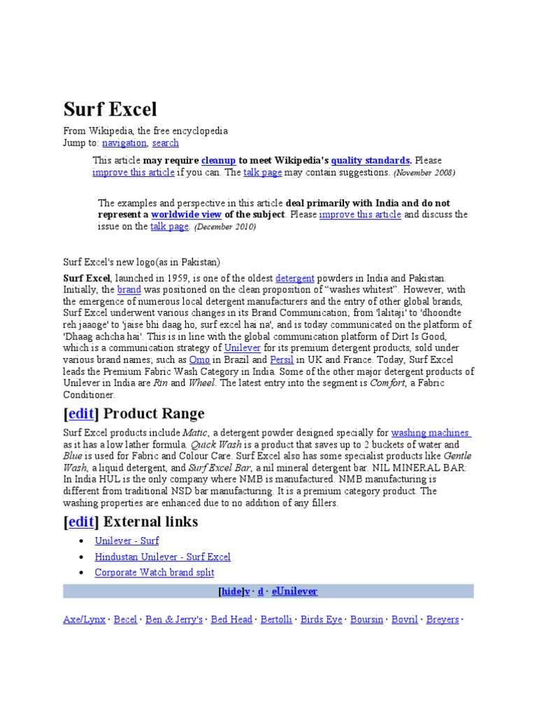 Surf Excel | PDF | Unilever | Brand
