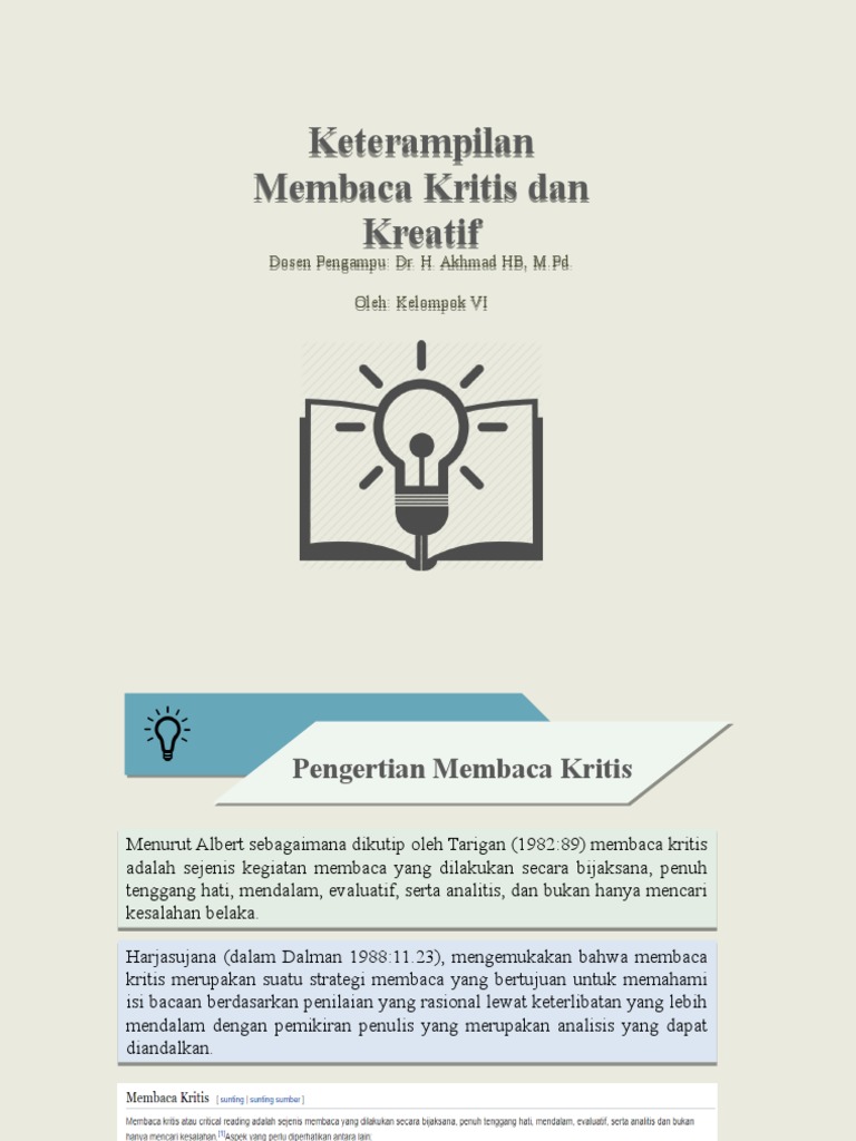Membaca Kritis, Kreatif | PDF