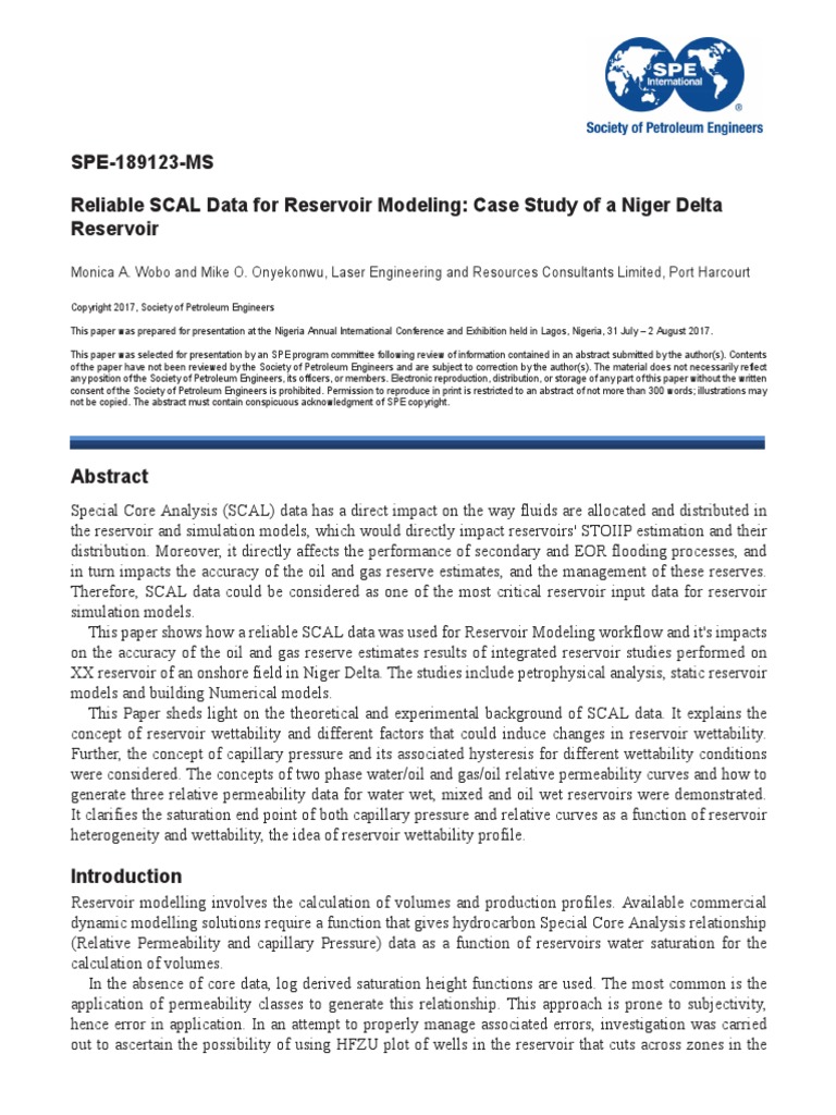 Reliable SCAL Data For Modelling | PDF | Petroleum Reservoir ...