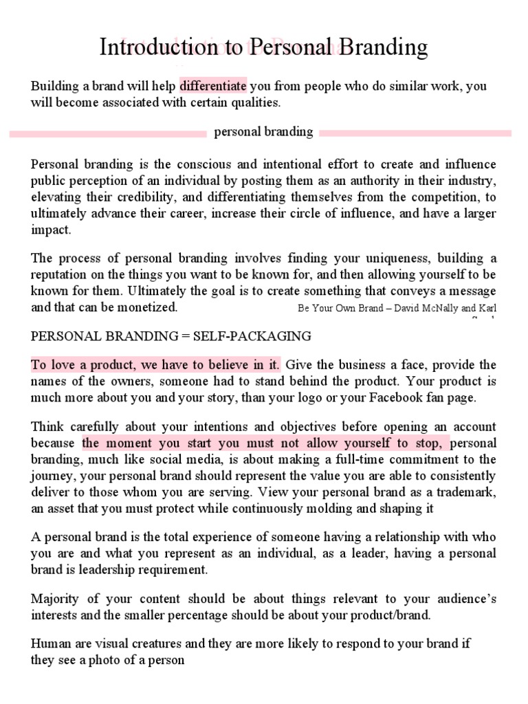 Introduction To Personal Branding | PDF | Brand | Leadership