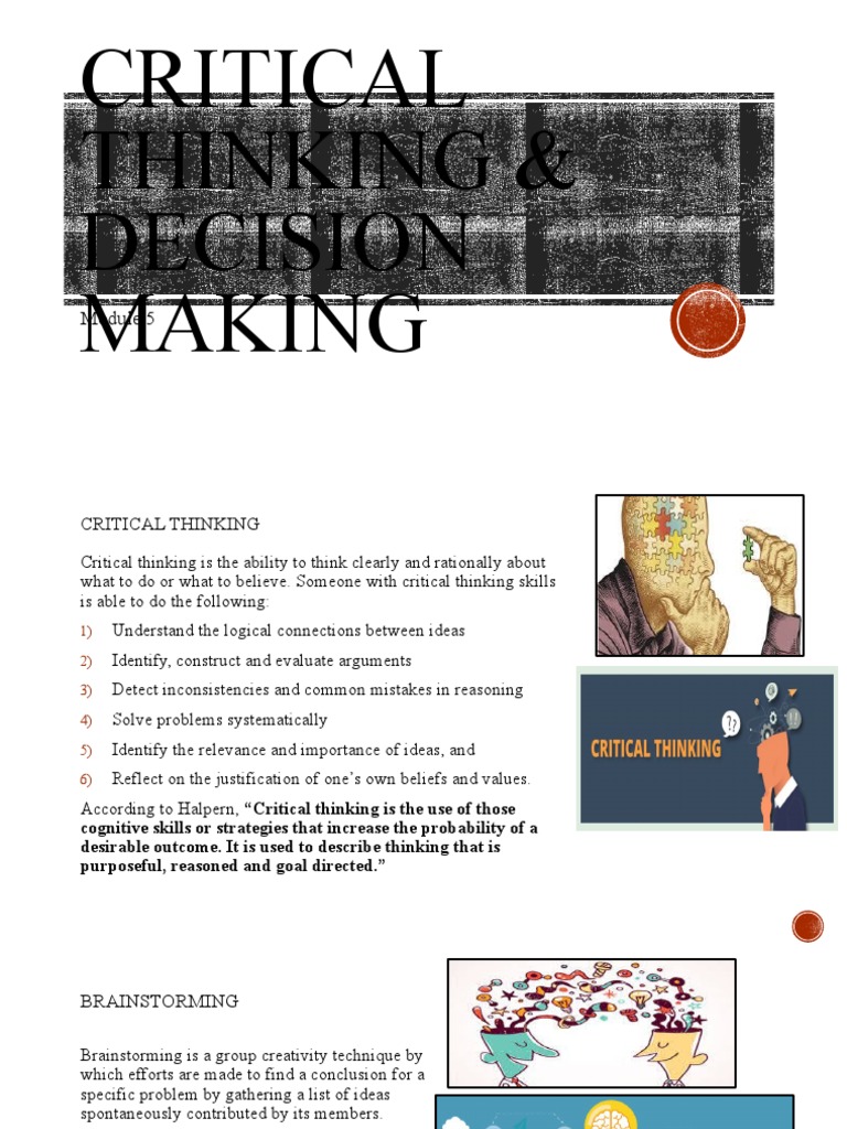 Critical Thinking and Decision Making Guide | PDF | Brainstorming ...