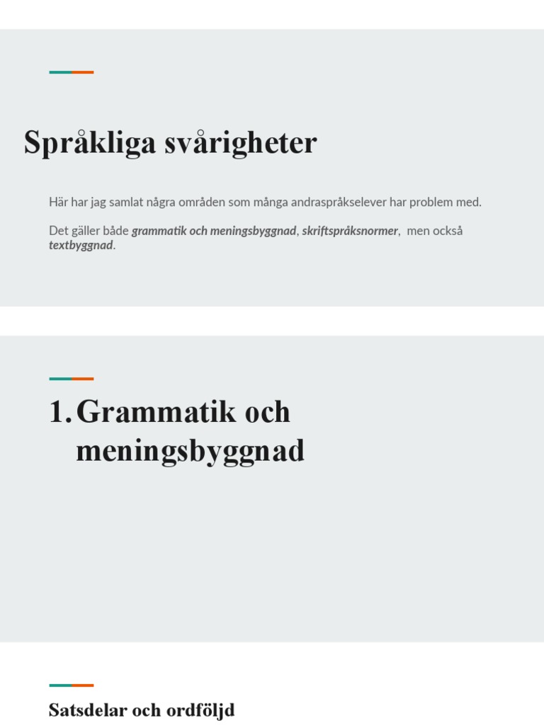 Språkliga Svårigheter I SVA 1-3 | PDF