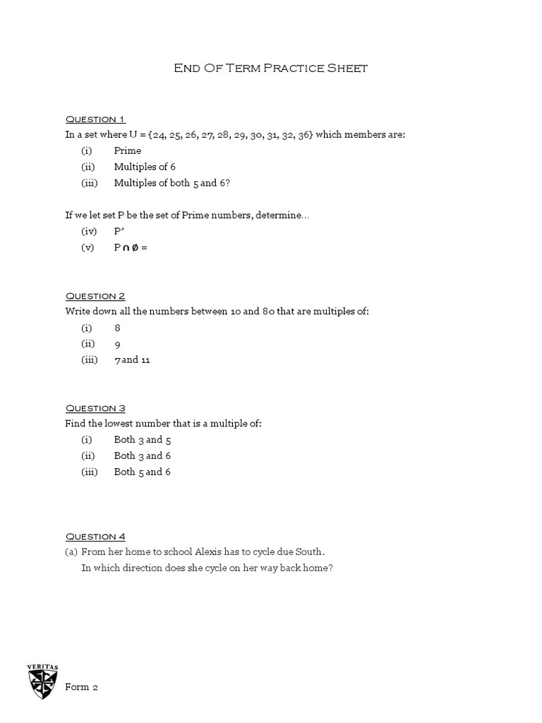 EOT Practice Sheet | PDF | Length | Elementary Mathematics