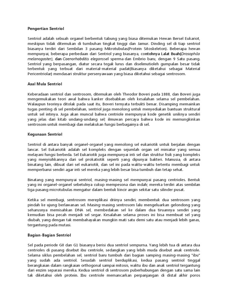 Pengertian Sentriol | PDF