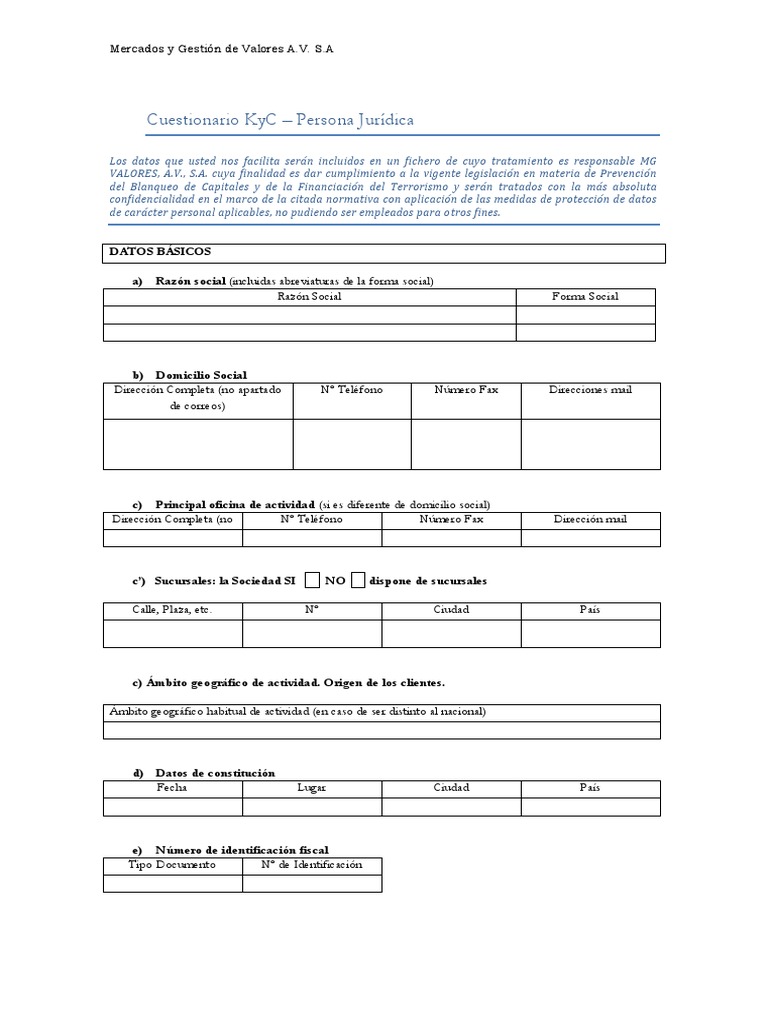 Kyc Juridica | PDF | Bancos | Institución