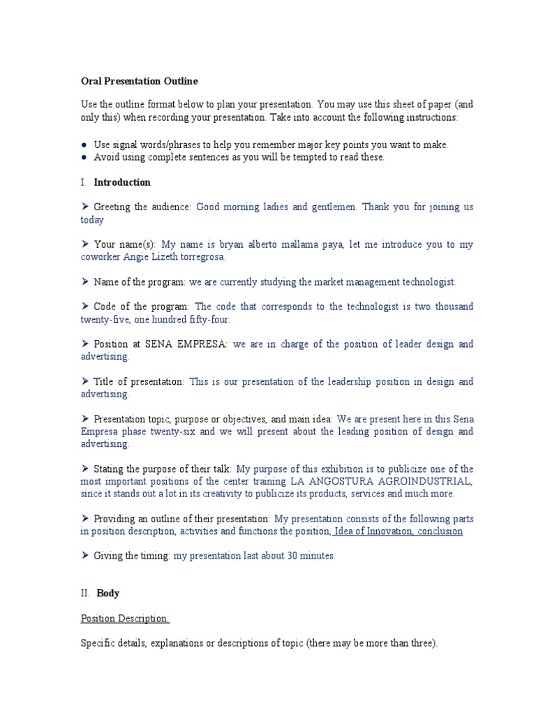 Oral Presentation Outline | PDF | Advertising | Microeconomics