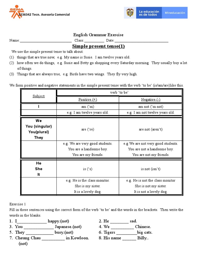 Verb To Be - Present Simple | PDF | Grammatical Tense | Verb
