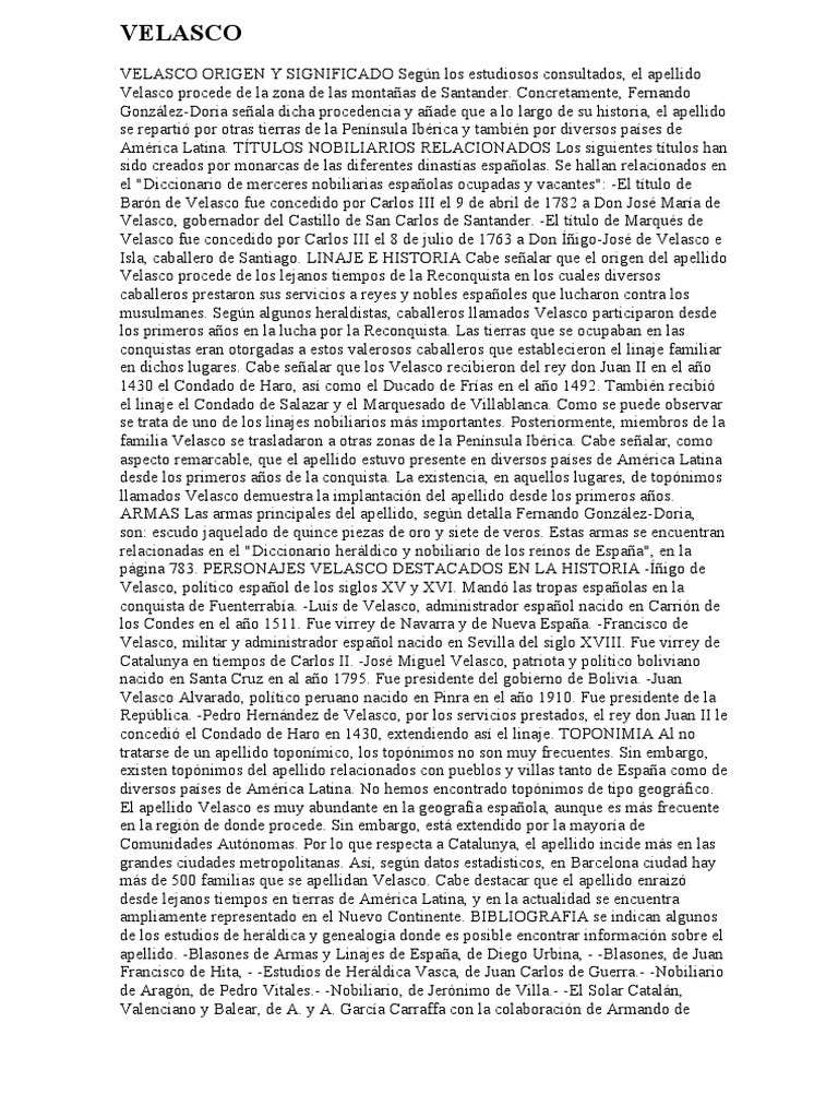 Origen e historia del apellido Velasco: de la Reconquista a su ...