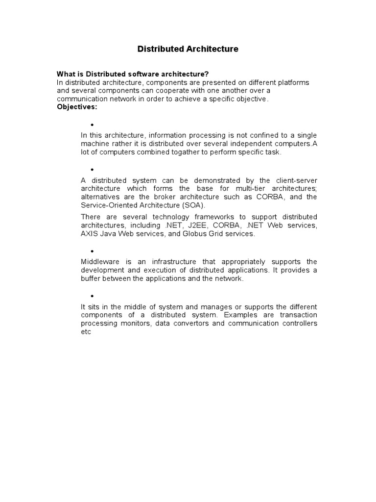 What Is Distributed Software Architecture Pdf Clientserver Model Concurrent Computing