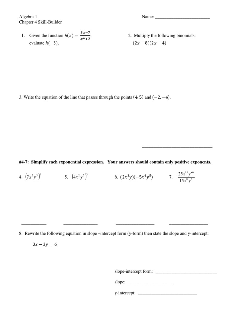 Chapter 4 Skill Builder | PDF