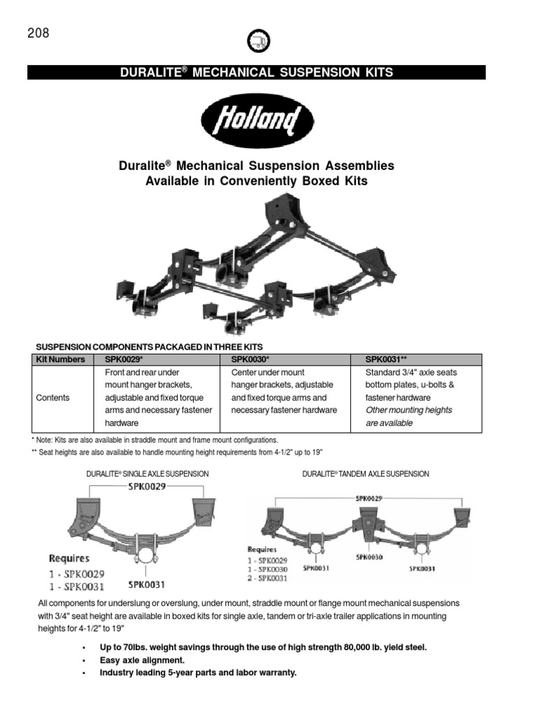 Suspension Holland Neway | PDF | Axle | Trailer (Vehicle)