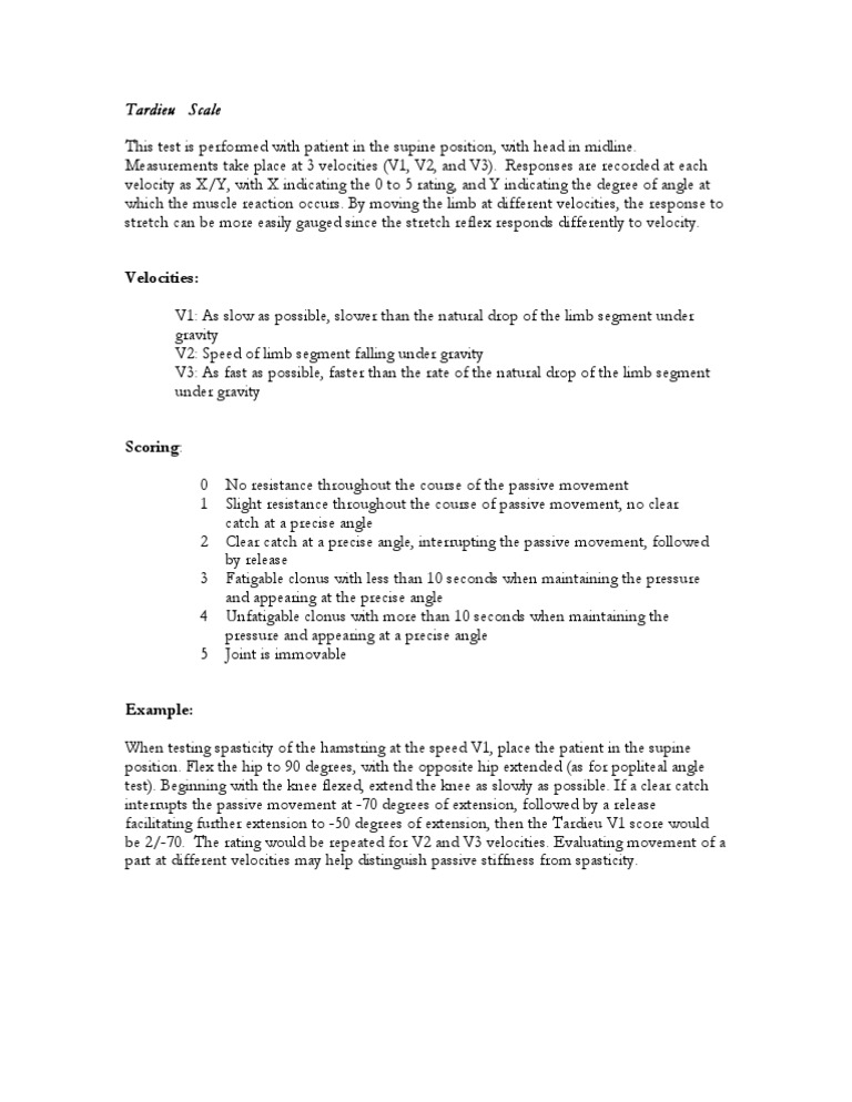 Tardieu Scale Assessment Guide | PDF