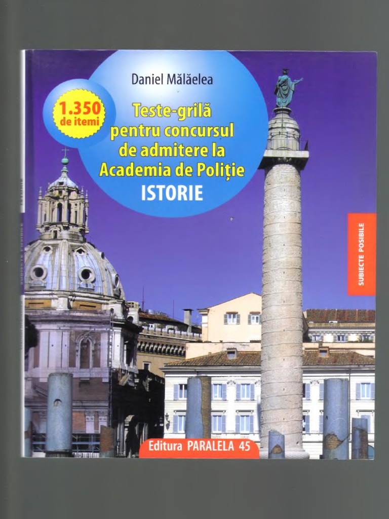Teste-Grila Pentru Concursul de Admitere A.i, Cuza - Daniel Malaelea | PDF